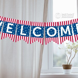 DIY Printable USA Banner Red White Blue Custom 4th of July Birthday ...