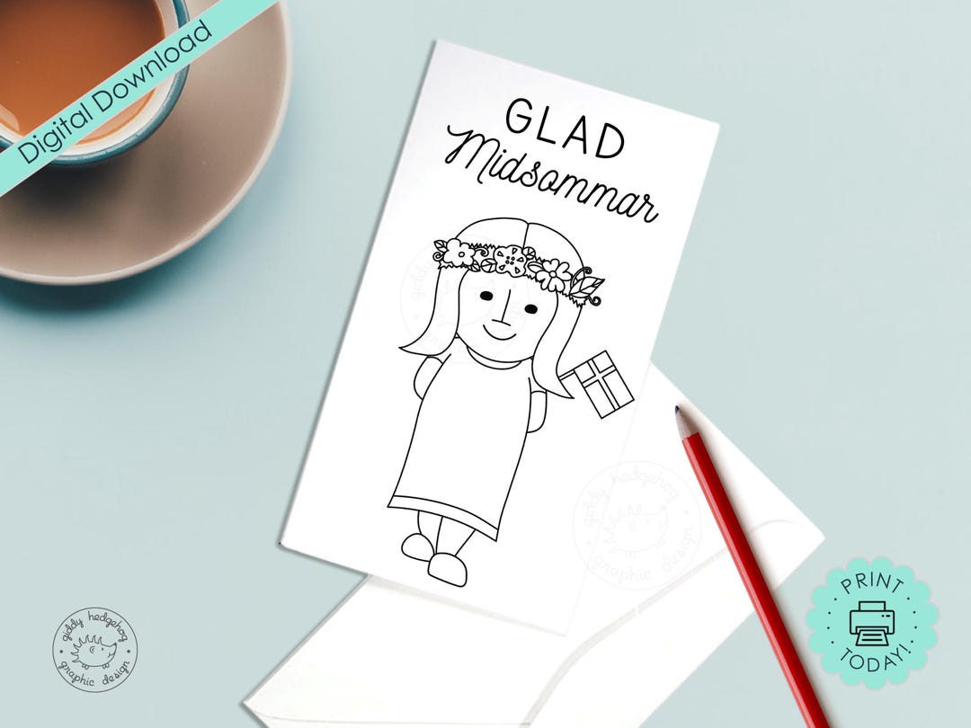 DIY Printable Swedish Midsummer Card | Midsommar Greeting Card for Kids ...