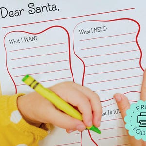 DIY Printable Letter to Santa Christmas Wishlist Kids Dear Santa ...