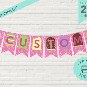 Printable DIY Banner Ice Cream Popsicle Yard Sign Summer Graduation ...