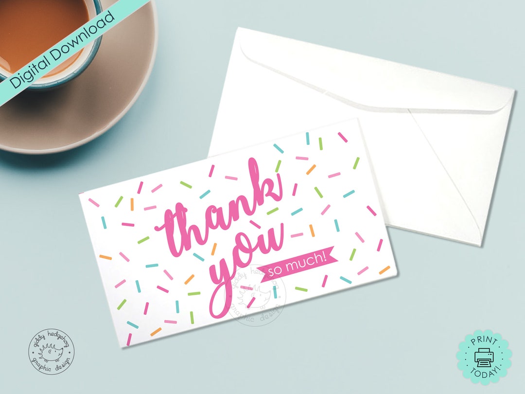 Printable DIY Sprinkle Thank You Cards Baby Shower Greeting Girl ...