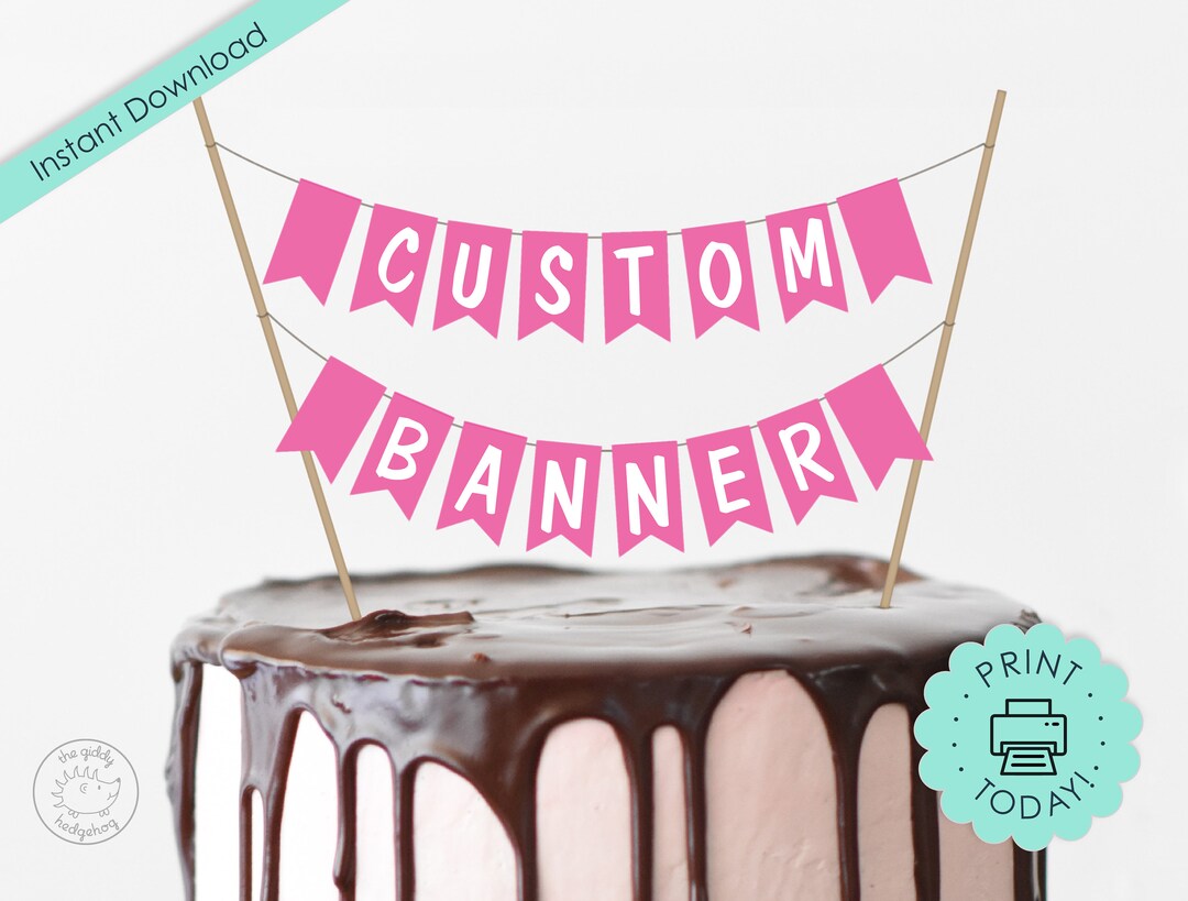 Printable DIY Cake Banner Pink SVG Personalized Topper Princess Doll ...