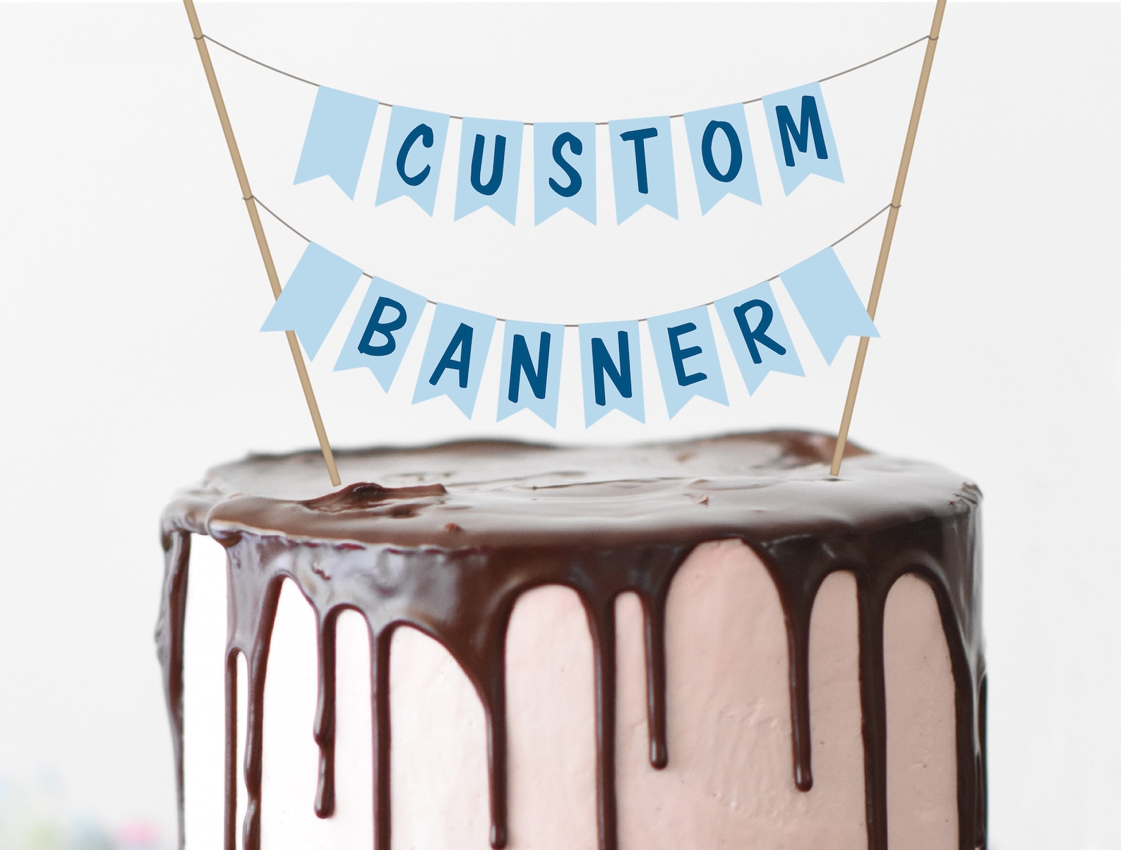Blue Cake Topper Banner DIY Printable Custom Personalized Customizable ...
