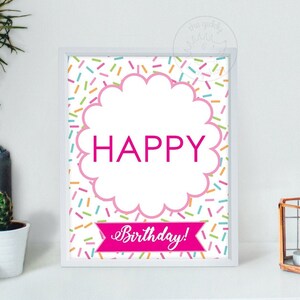 DIY Printable Pink Sprinkle Birthday Party Signs Banner Sprinkles ...