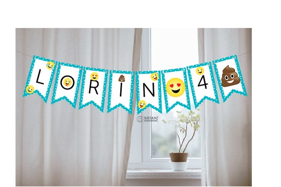 Party Supplies Small Printable DIY Emoji Party Banner Birthday Party ...