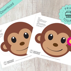 DIY Printable Monkey Masks Halloween Costume Girl Monkey Mask Pattern ...