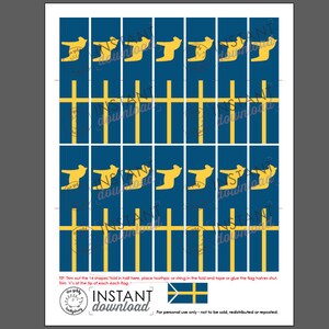 DIY Printable Swedish Flag Dala Horses Small Cupcake Toppers Appetizer ...