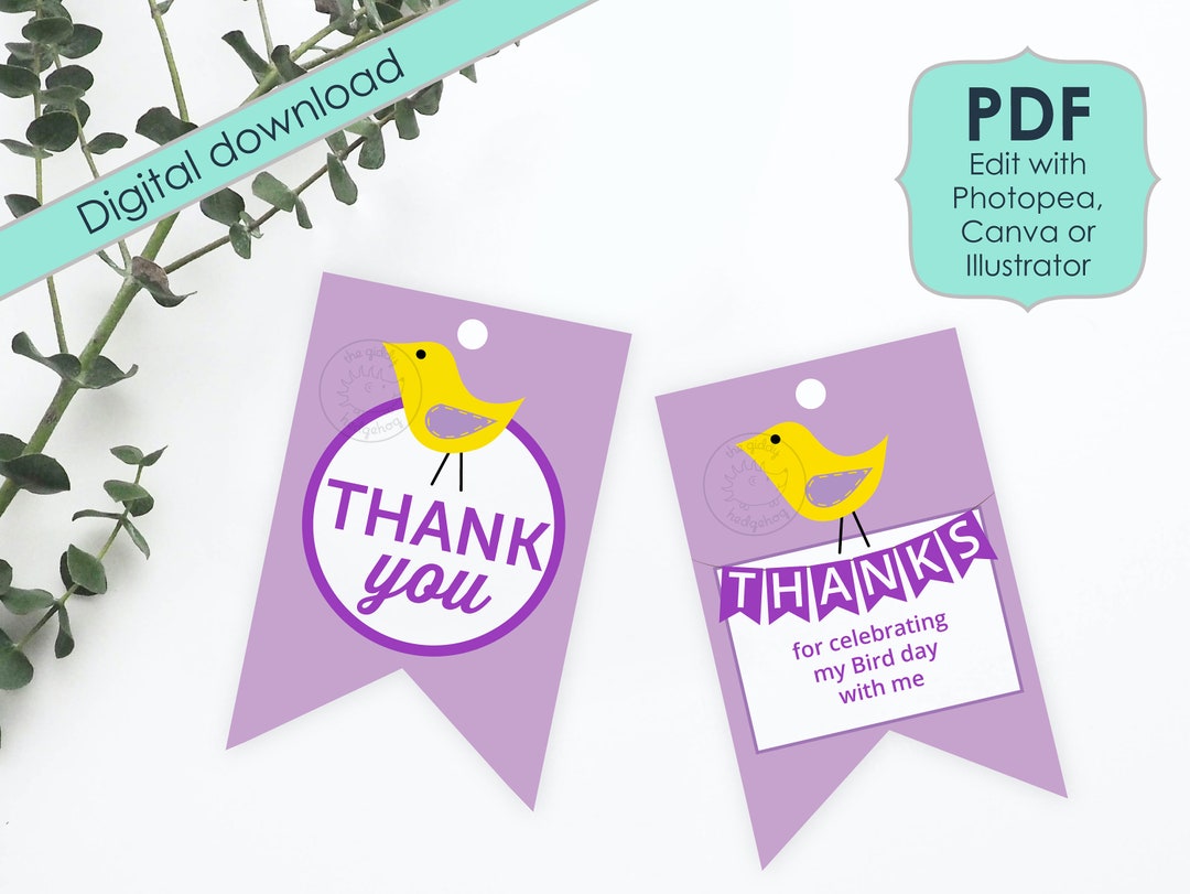 Printable DIY Tags Bird Custom Birthday Decorations Birds First Birdday ...