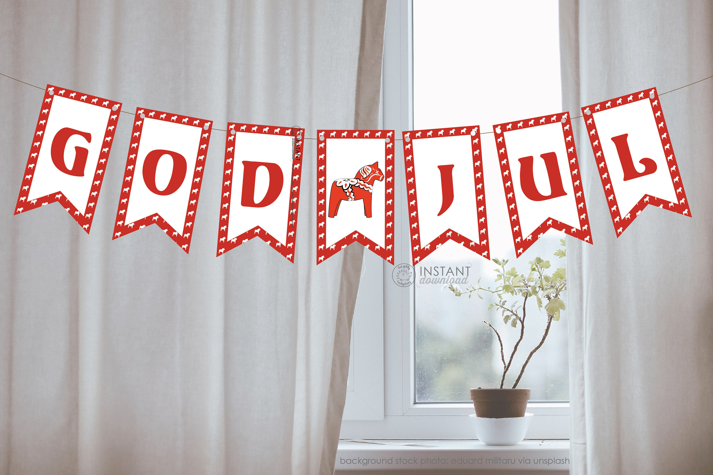 Banner Swedish Midsummer Dalahorse Blue Bunting Svensk Midsommar ...