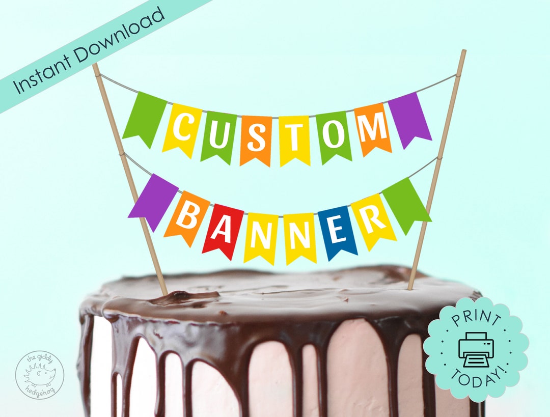 Printable DIY Banner Personalized Cake Topper Rainbow Custom Dollhouse ...