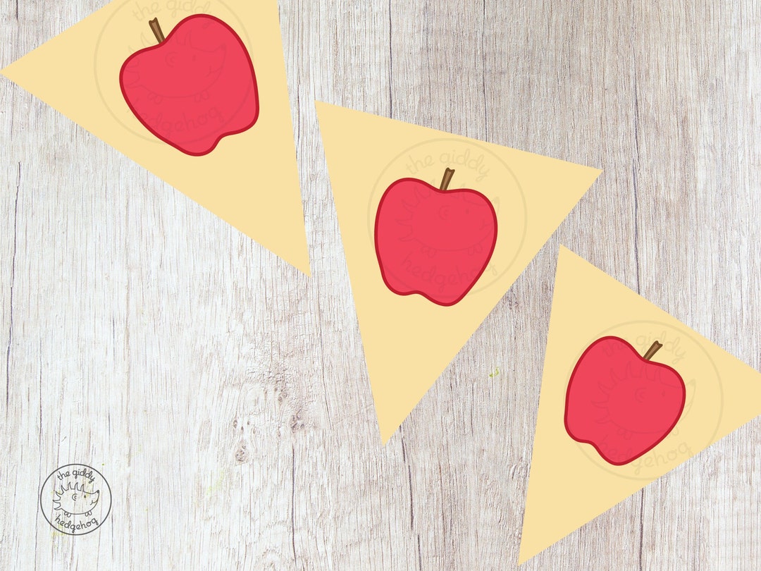 DIY Printable Apple Banner Birthday Flag Teacher Appreciation Apple of ...