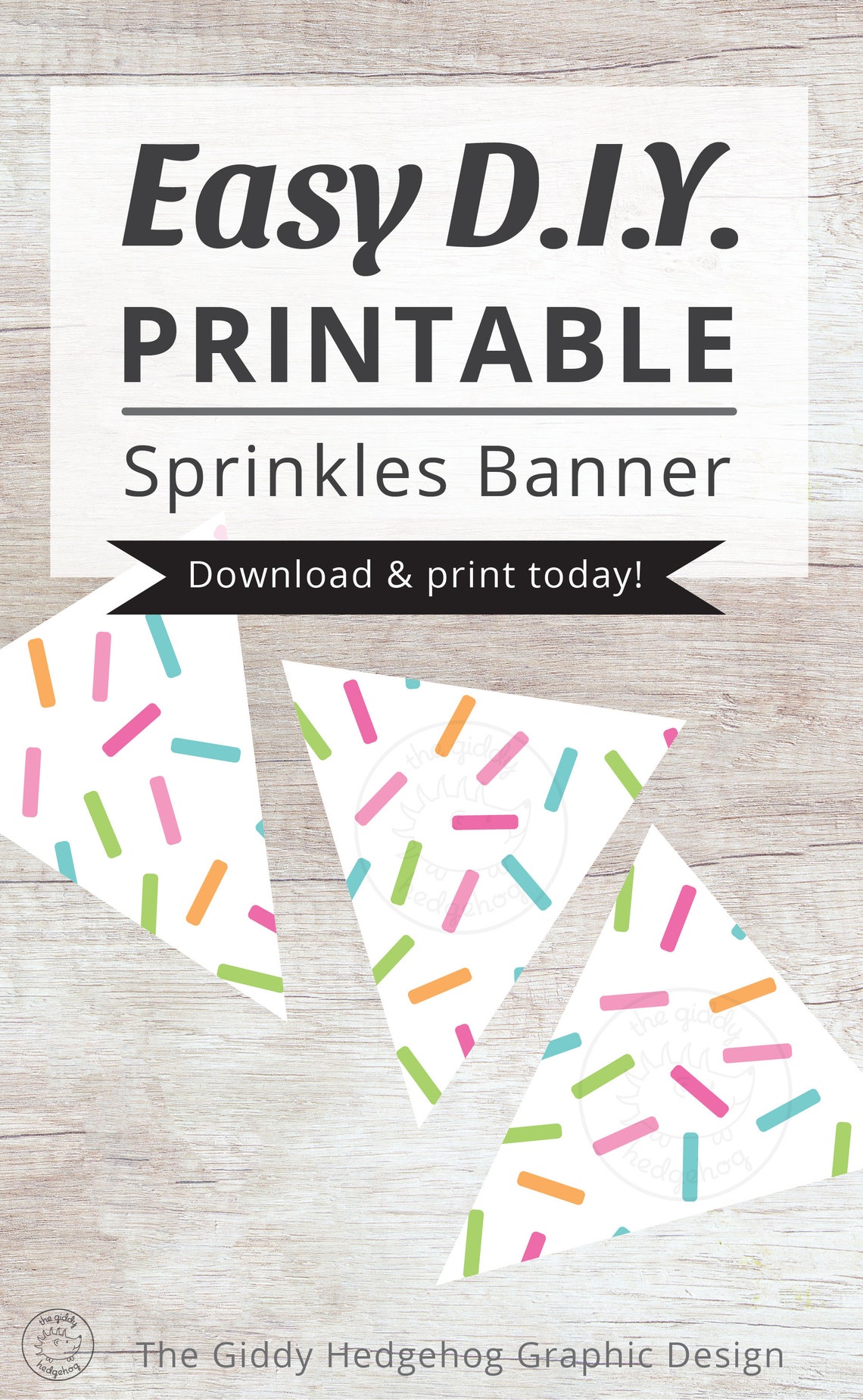 DIY Printable Sprinkle Banner Sprinkled Pink Garland Birthday Sign ...