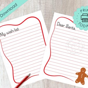DIY Printable Letter to Santa Christmas Wishlist Kids Dear Santa ...