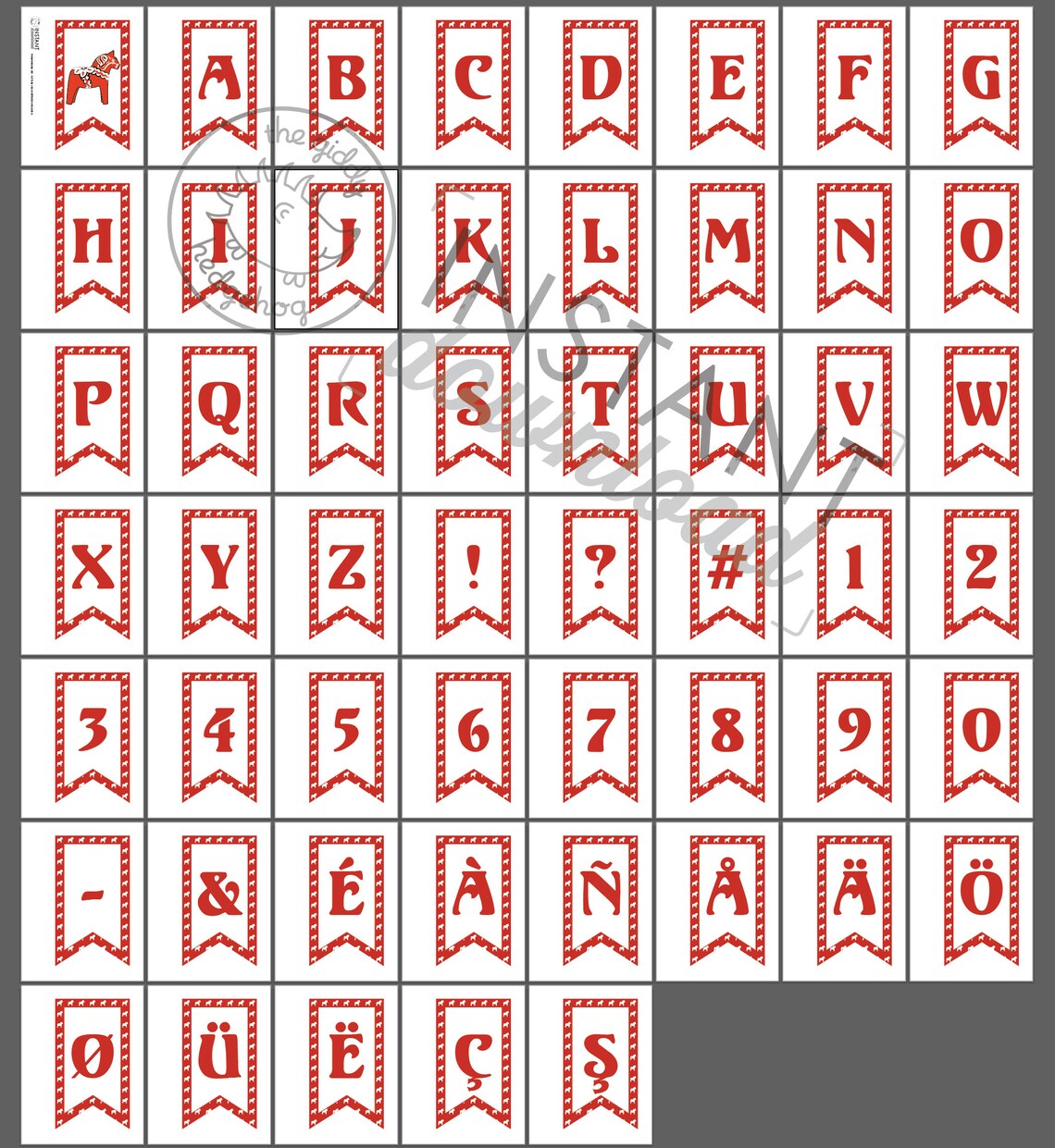 DIY Printable Banner Swedish Midsummer Dalahorse Blue Bunting Svensk ...