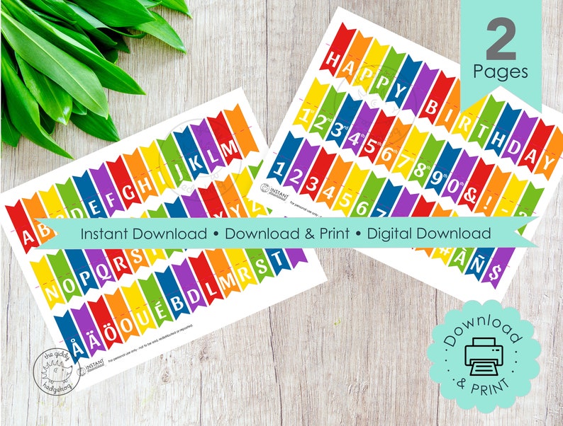 Printable DIY Banner Personalized Cake Topper Rainbow Custom - Etsy