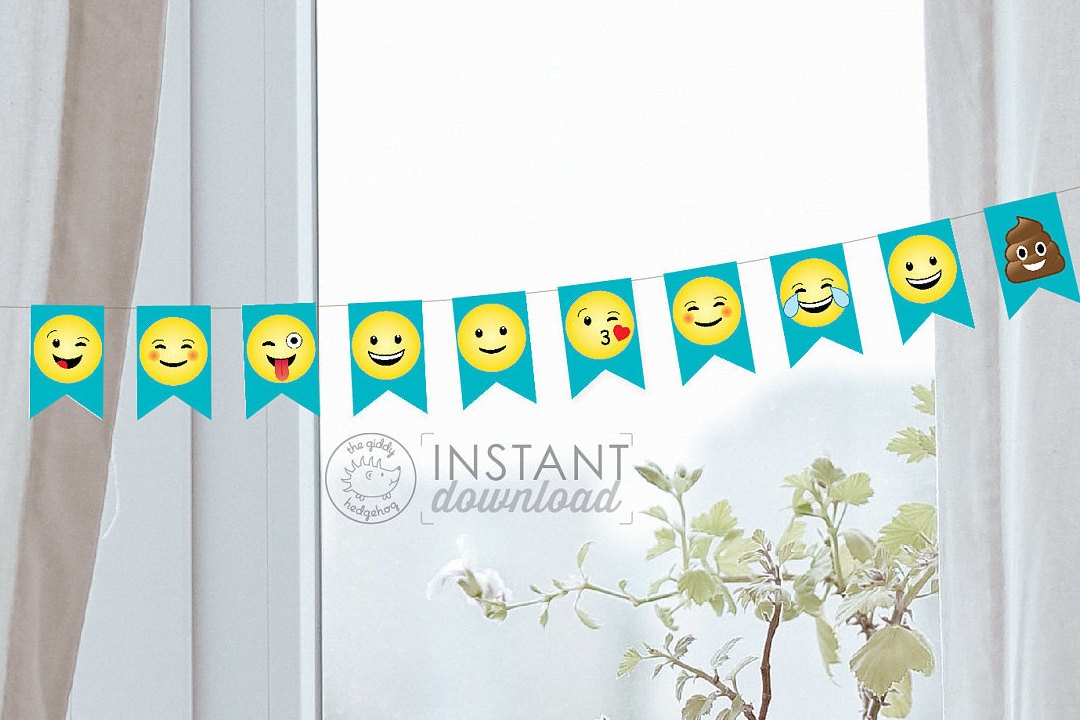 Party Supplies Small Printable DIY Emoji Party Banner Birthday Party ...