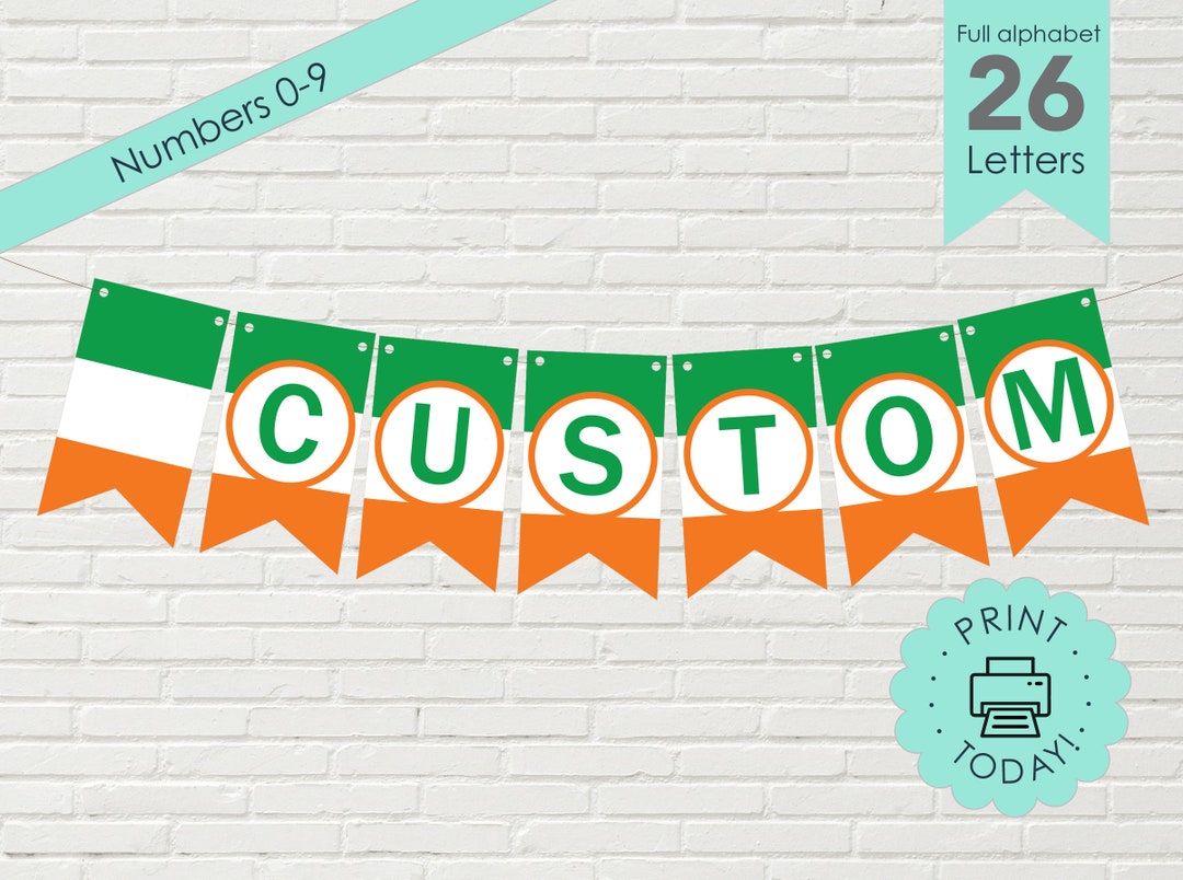 DIY Printable Banner Irish Flag Ireland Sign Countries of the World ...