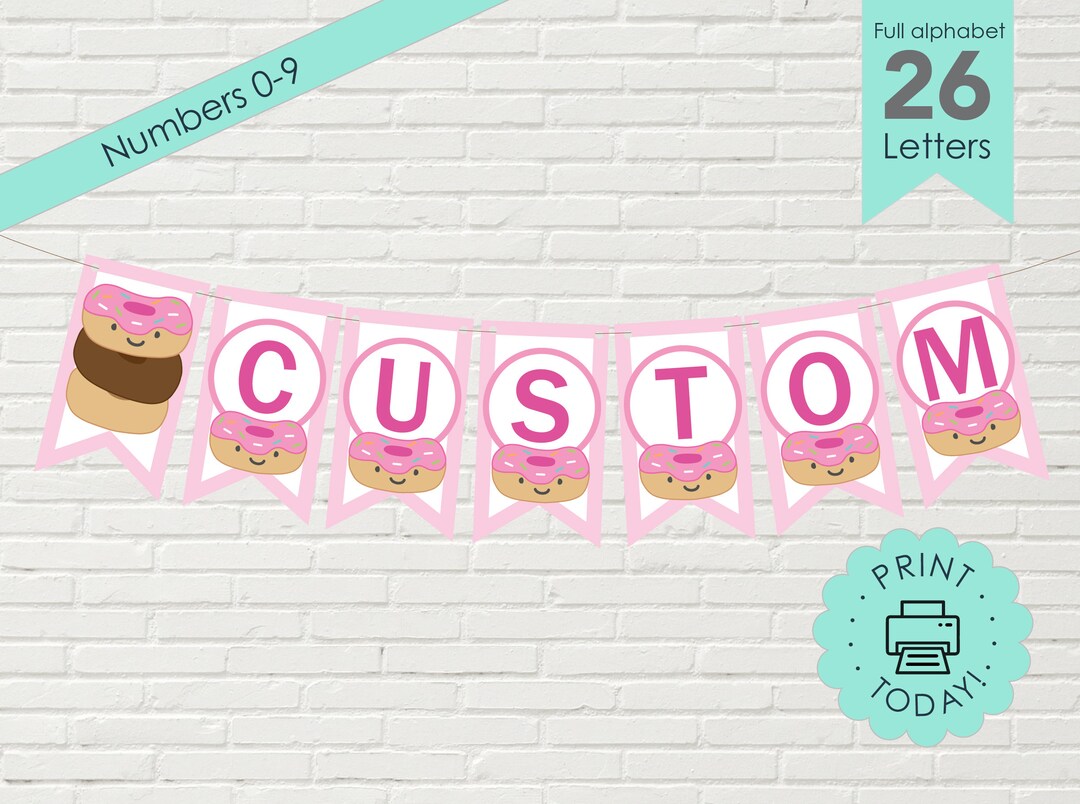 DIY Printable Banner Pink Donut Baby Sprinkle Custom Shower Pastel ...