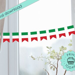 DIY Banner Printable Italian Flag Bunting Garland Party Decorations ...