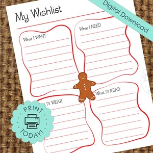 DIY Printable Letter to Santa Christmas Wishlist Kids Dear Santa ...