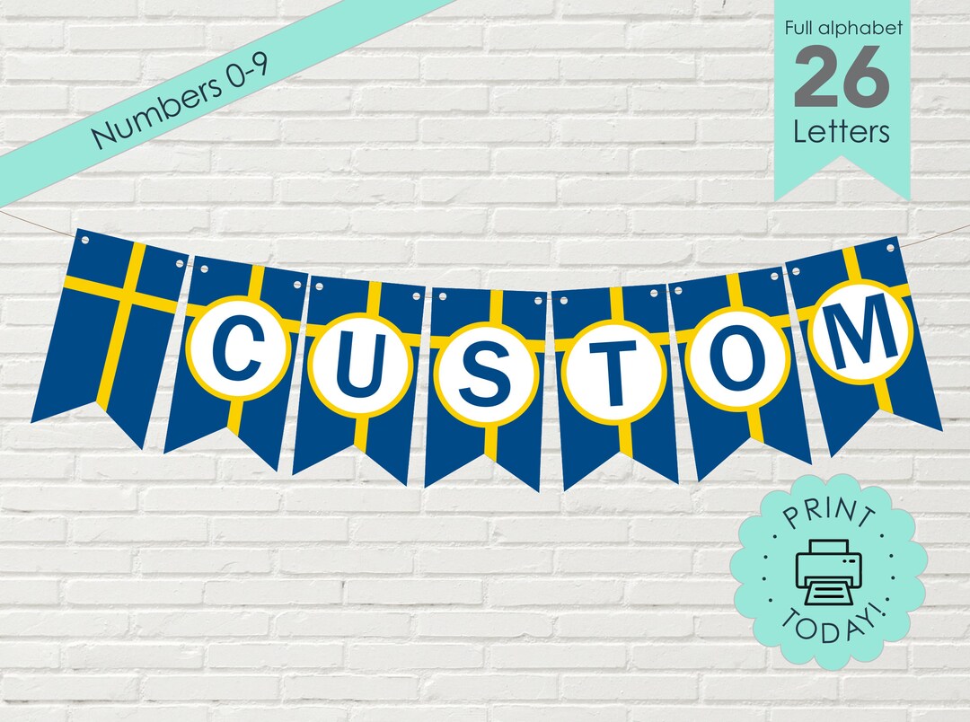 DIY Printable Banner Swedish Flags Sweden Midsummer Yellow Blue Svenska ...