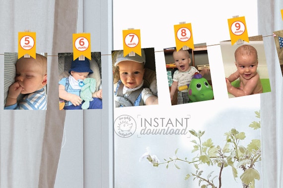 Printable DIY Banner 0-12 Month Numbers Photo Decorations - Etsy