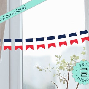 DIY Banner Printable French Flag Bunting Garland Party Decorations ...