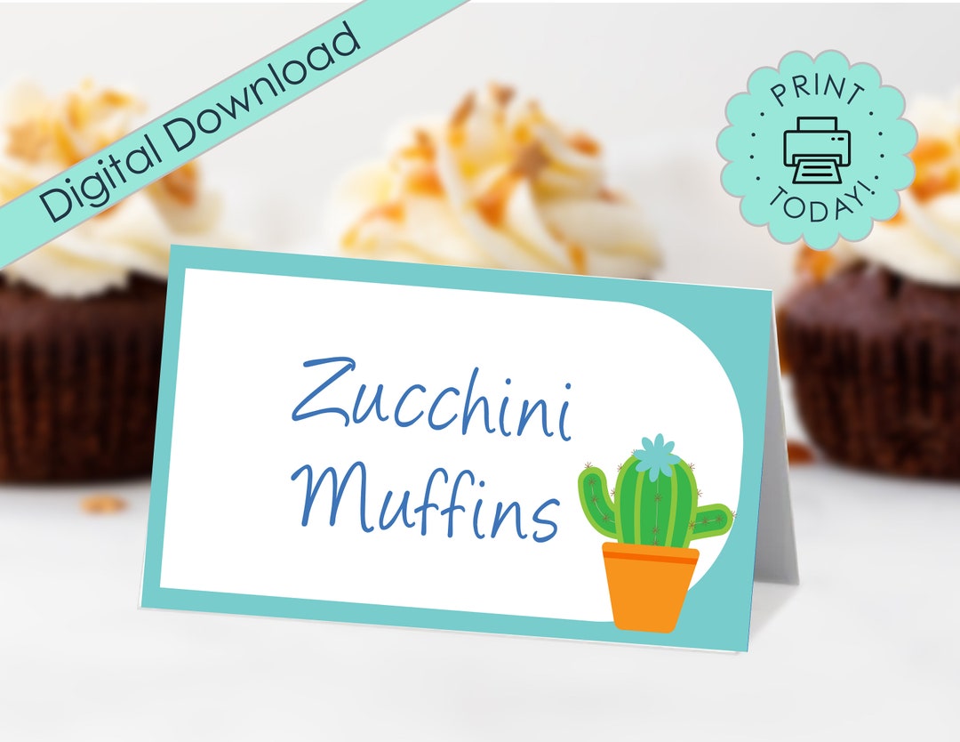 DIY Printable Food Cards Cactus Allergy Form Mother's Day Party Menu ...