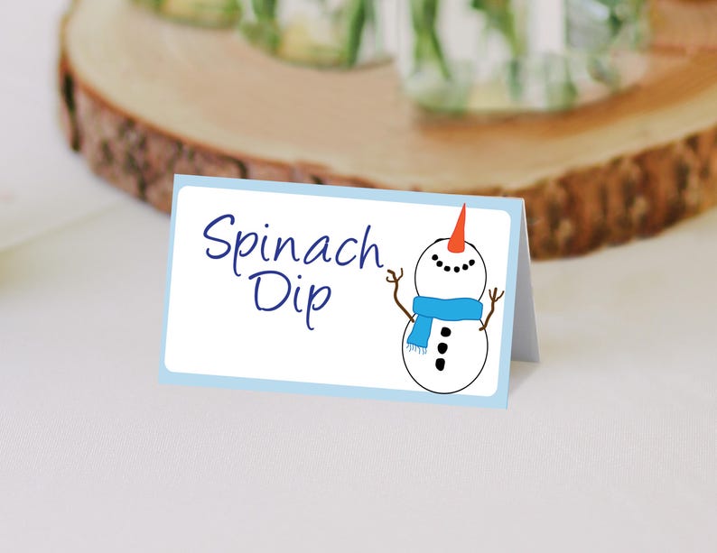 DIY Printable Food Cards Christmas Allergy Form Winter Holiday Party ...
