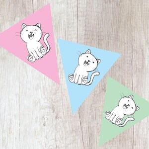 DIY Printable White Cat Banner Kitty Cat Garland Photo Shoot Prop ...