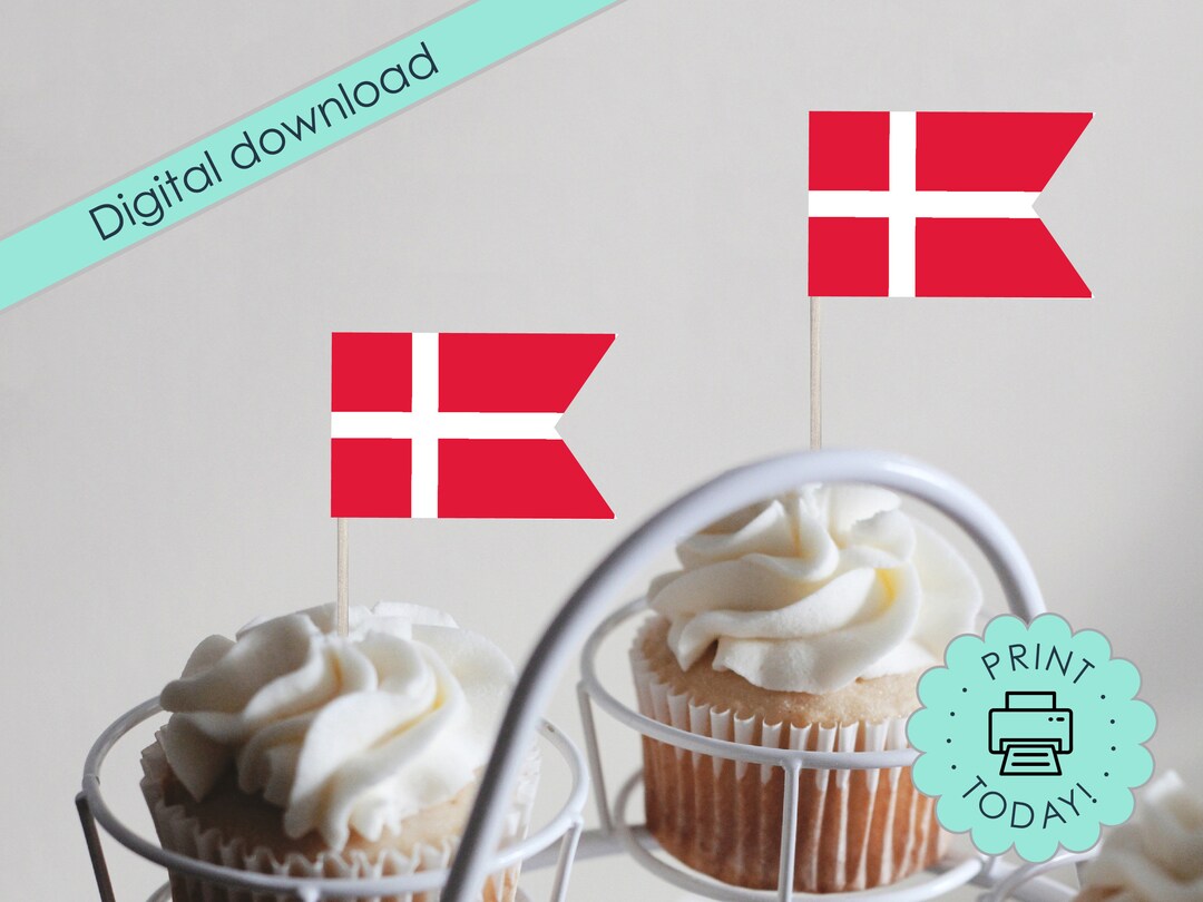 DIY Banner Printable Danish Flag Bunting Garland Party Decorations ...