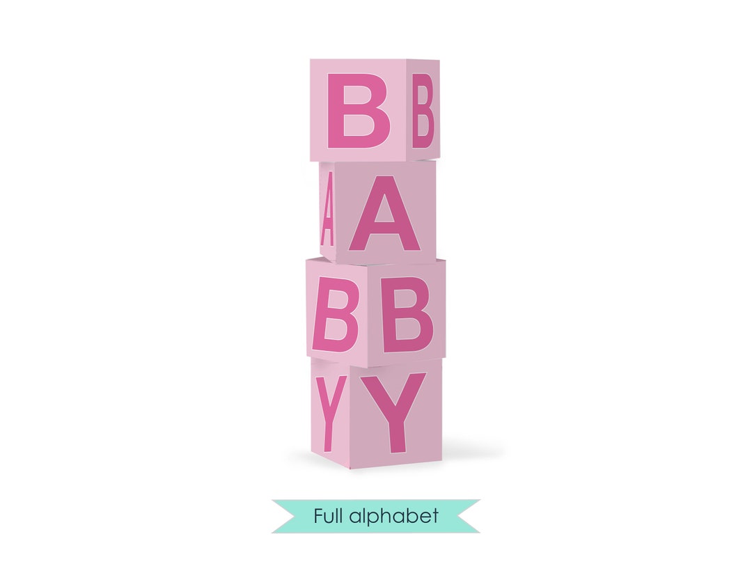 DIY Printable Baby Girl Alphabet Boxes Shower Birthday Photo Prop Cube ...