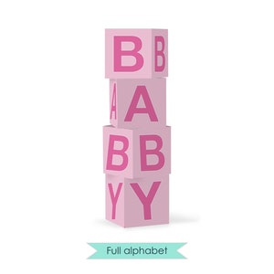 DIY Printable Baby Girl Alphabet Boxes Shower Birthday Photo Prop Cube ...