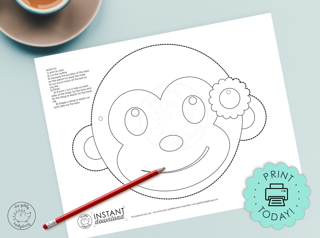 DIY Printable Monkey Masks Halloween Costume Girl Monkey Mask - Etsy