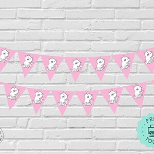 DIY Printable White Cat Banner Kitty Cat Garland Photo Shoot Prop ...