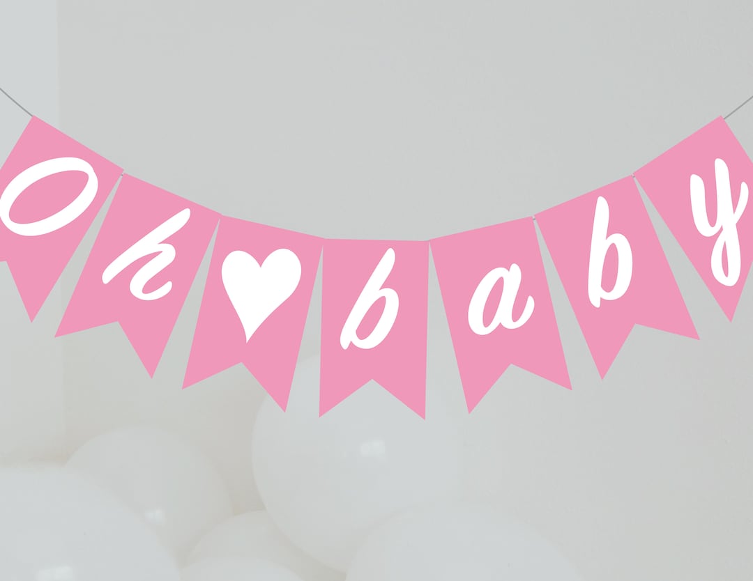 Printable DIY Oh Baby Banner Baby Shower Gender Reveal Princess Pink ...