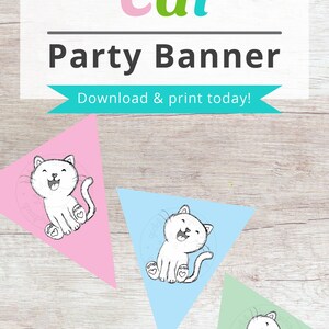 DIY Printable White Cat Banner Kitty Cat Garland Photo Shoot Prop ...