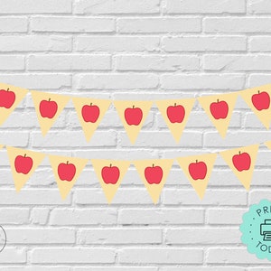 DIY Printable Apple Banner Birthday Flag Teacher Appreciation Apple of ...
