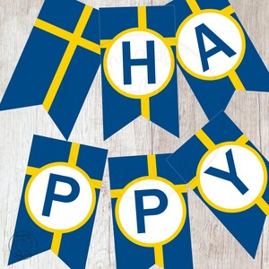 DIY Printable Banner Swedish Flags Sweden Midsummer Yellow Blue Svenska ...