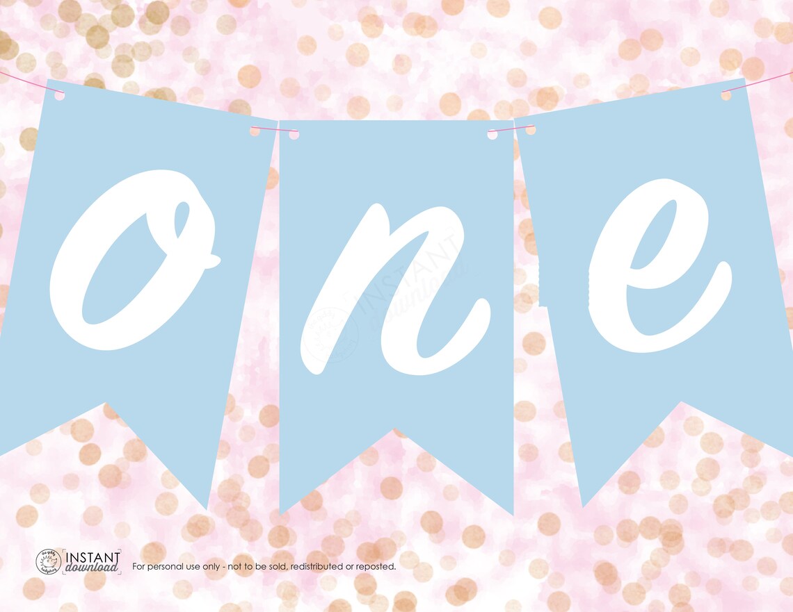 Printable DIY Banner Blue & White ONE Highchair Baby First - Etsy