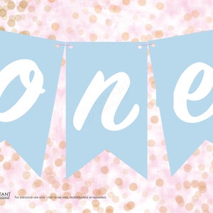 Banner Blue & White ONE Highchair Baby First Birthday Baby 1st Birthday ...