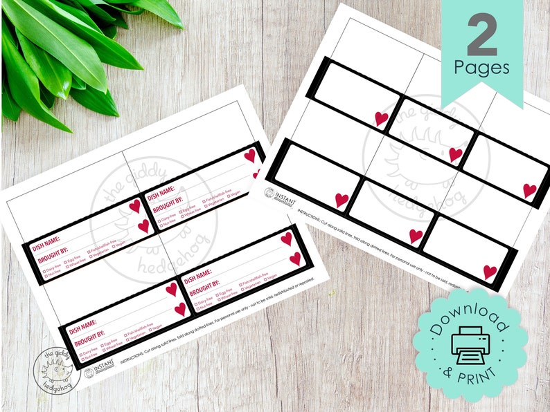 DIY Printable Food Cards Queen of Hearts Allergy Form Valentines Party ...