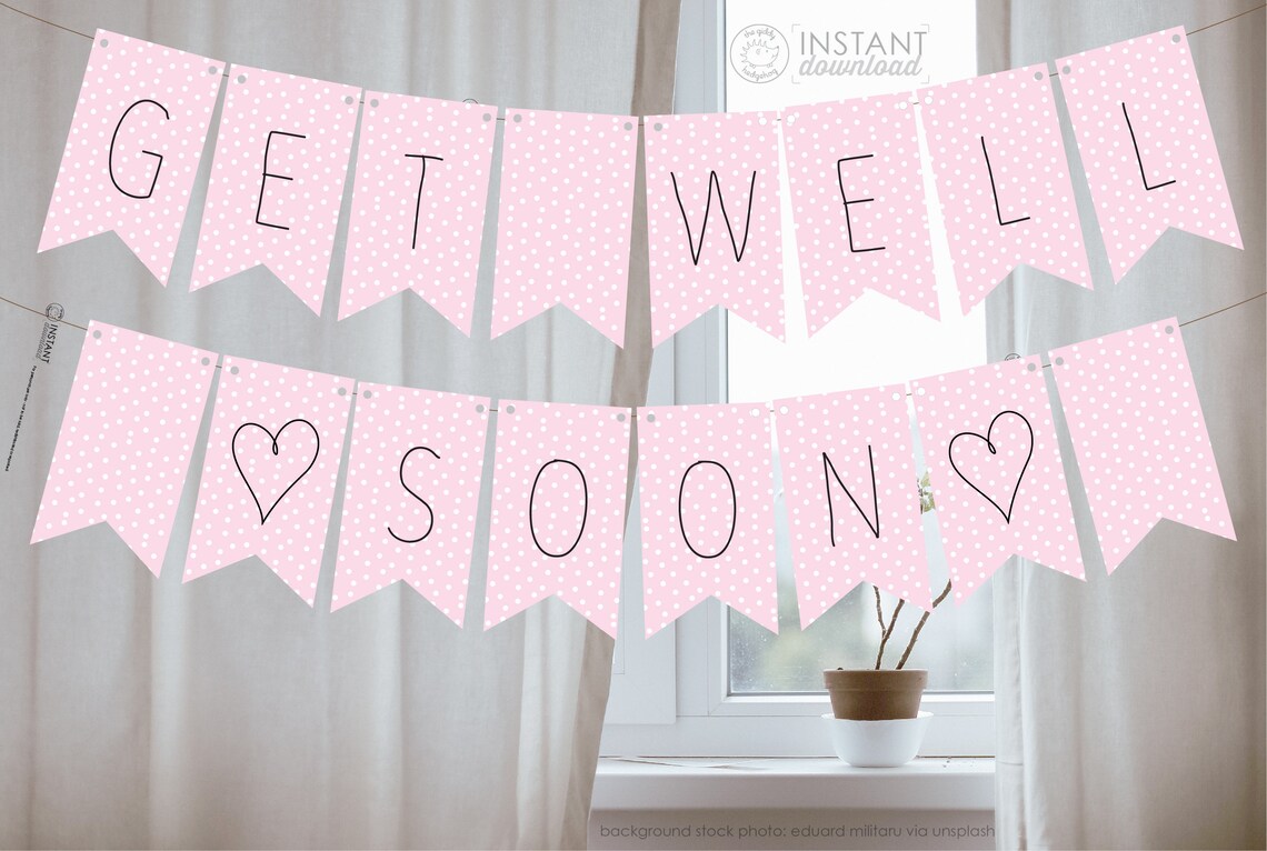 Banner Get Well Soon Pink Custom Girl Hospital Feel Better Recovery ...
