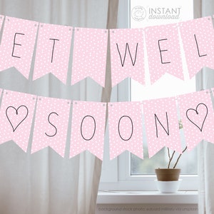 DIY Printable Banner Get Well Soon Pink Custom Girl Hospital Feel ...