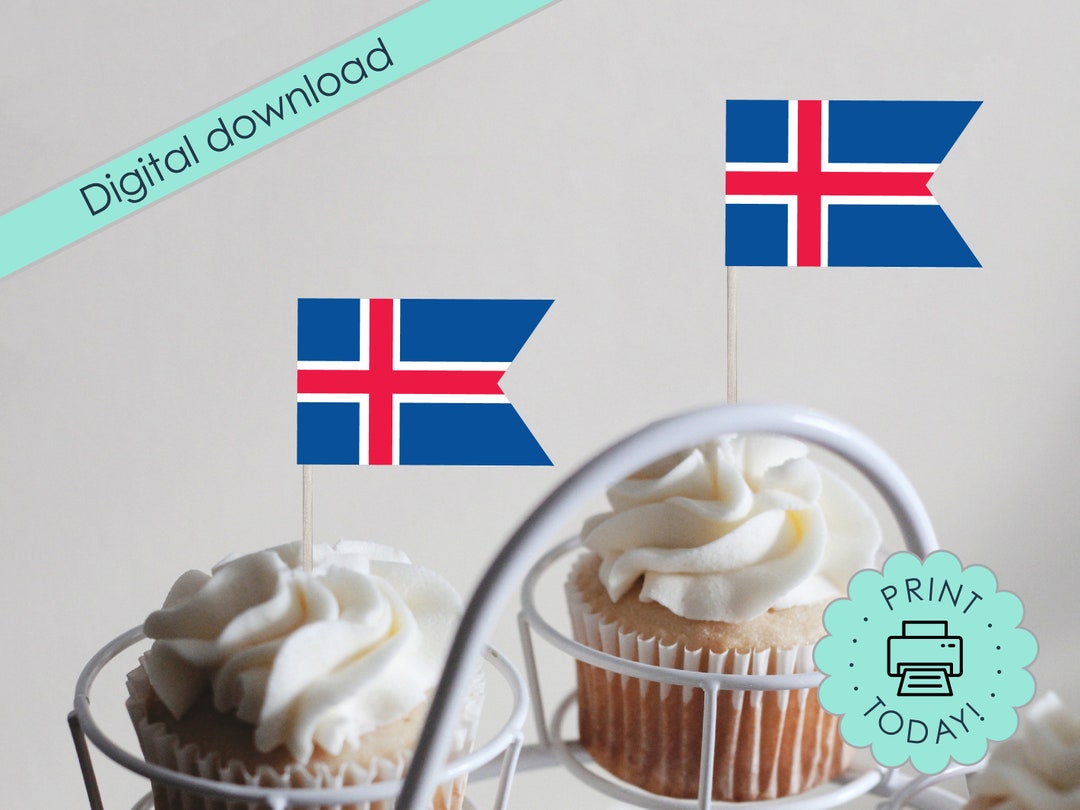 Icelandic Flag Banner Bunting, Garland Party Decorations Cupcake ...