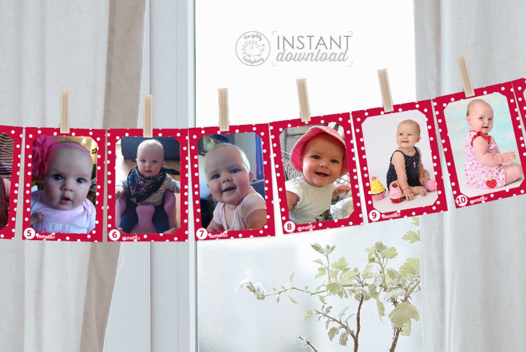 Printable DIY Banner 1st Birthday Photo Monthly Photos Baby - Etsy