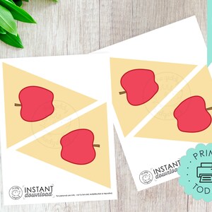 DIY Printable Apple Banner Birthday Flag Teacher Appreciation Apple of ...