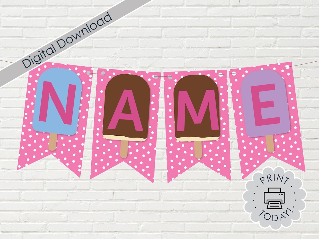 Printable DIY Banner Ice Cream Popsicle Yard Sign Summer Graduation ...