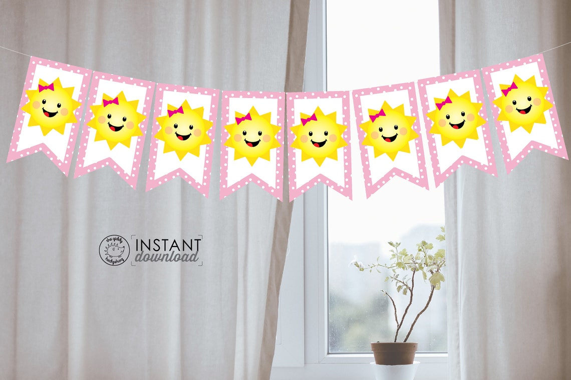 Printable DIY Banner Sunshine Birthday Party Custom Birthday - Etsy