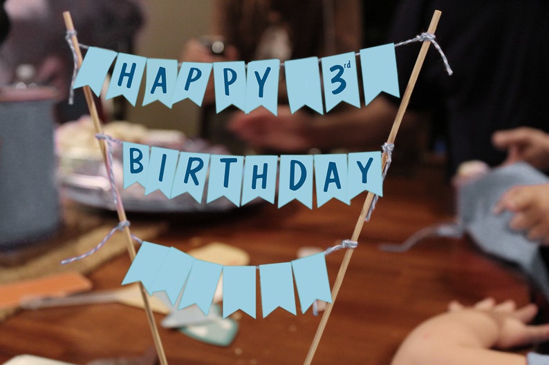 Blue Cake Topper Banner DIY Printable Custom Personalized Customizable ...